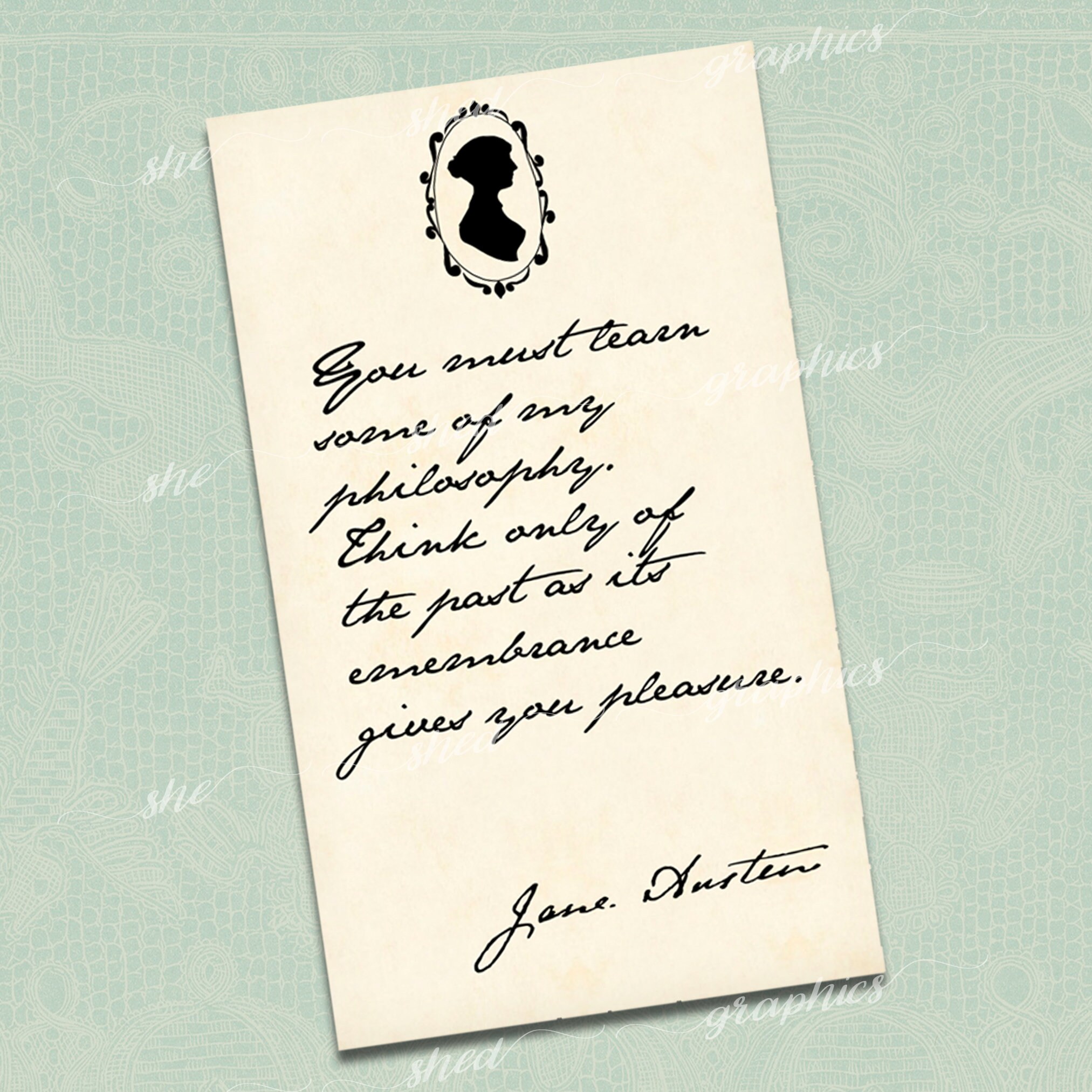Jane Austen Quote Notes Faux Ephemera Journal Words and - Etsy