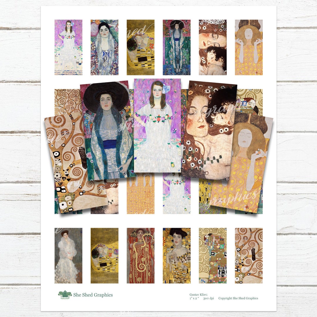 Gustav Klimt, 1" X 2" Domino, Printable, Collage Sheet, Graphic Images ...