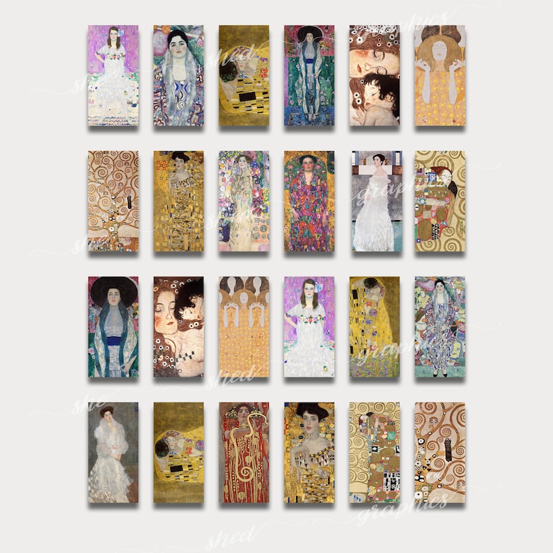 Gustav Klimt, 1 X 2 Domino, Printable, Collage Sheet, Graphic Images ...