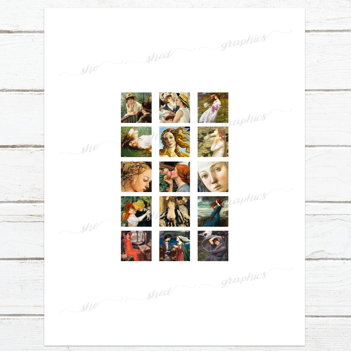 1 Inch Square FINE ART ROMANCE Printable Digital Images for - Etsy