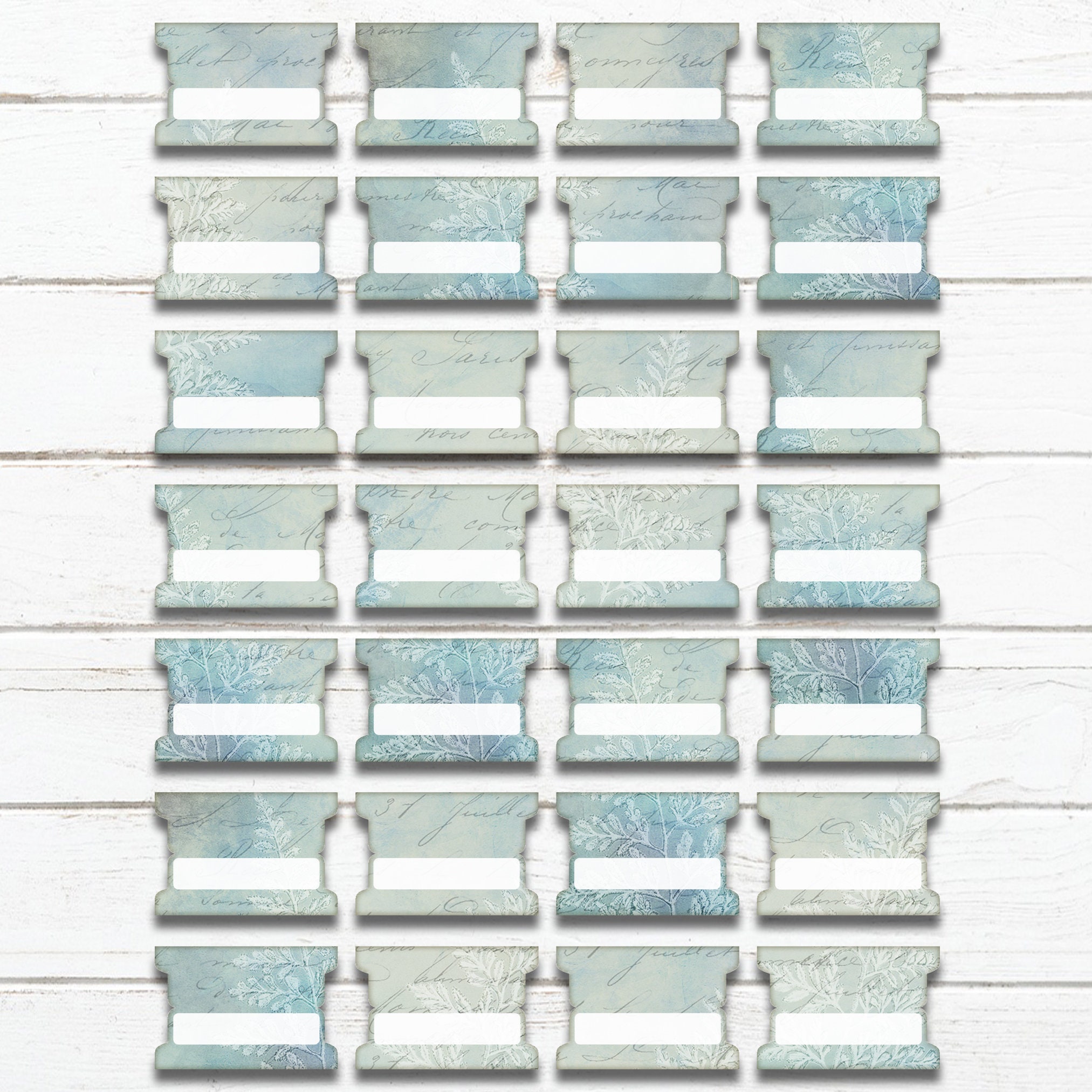 Blue Fern Printable Journal Tabs: Foldable Dividers (digital PDF) - Etsy