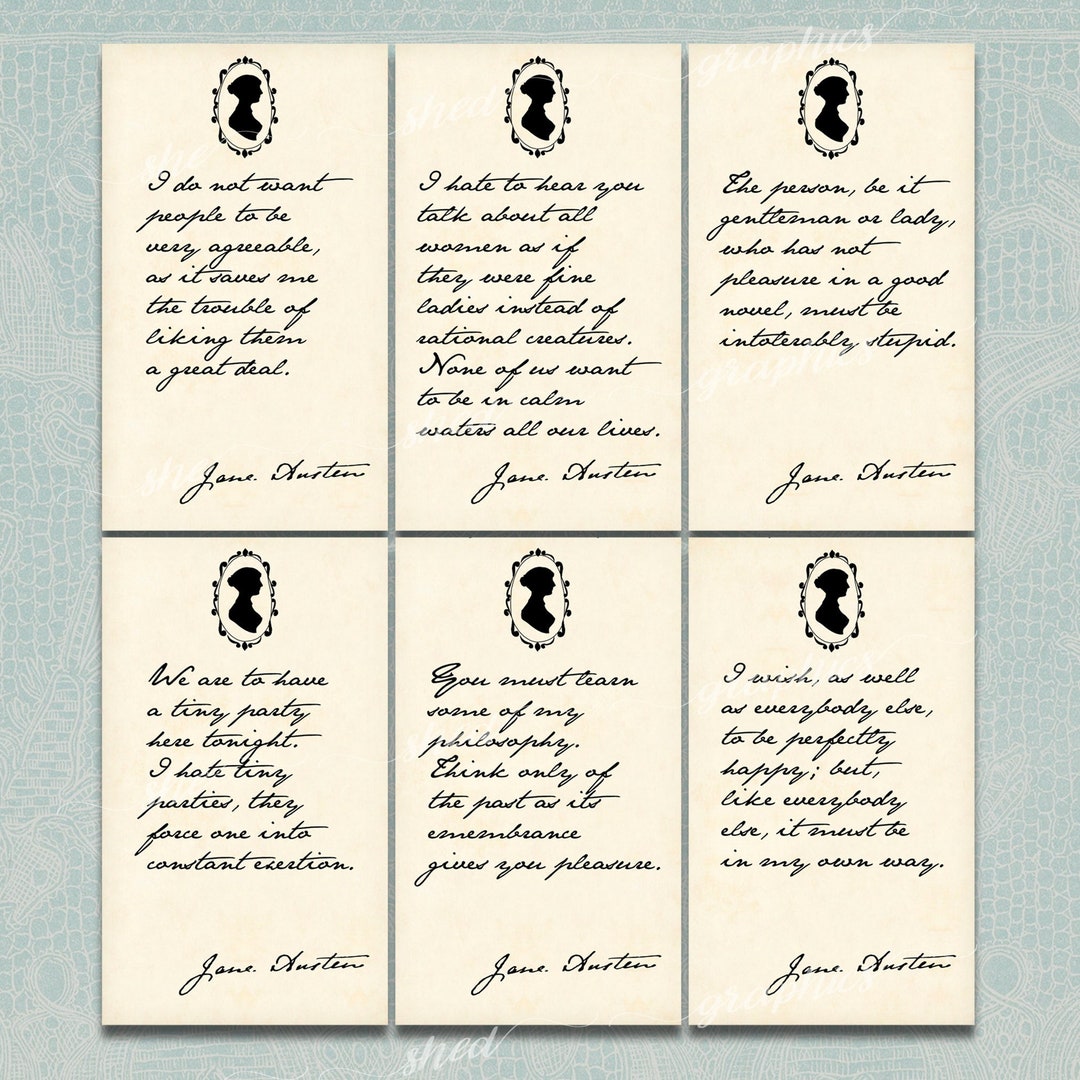Jane Austen Quote Notes Faux Ephemera Journal Words and - Etsy