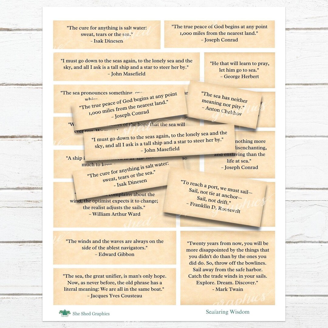 Seafaring Wisdom Quotes: Printable Ephemera Collage Sheet (digital ...