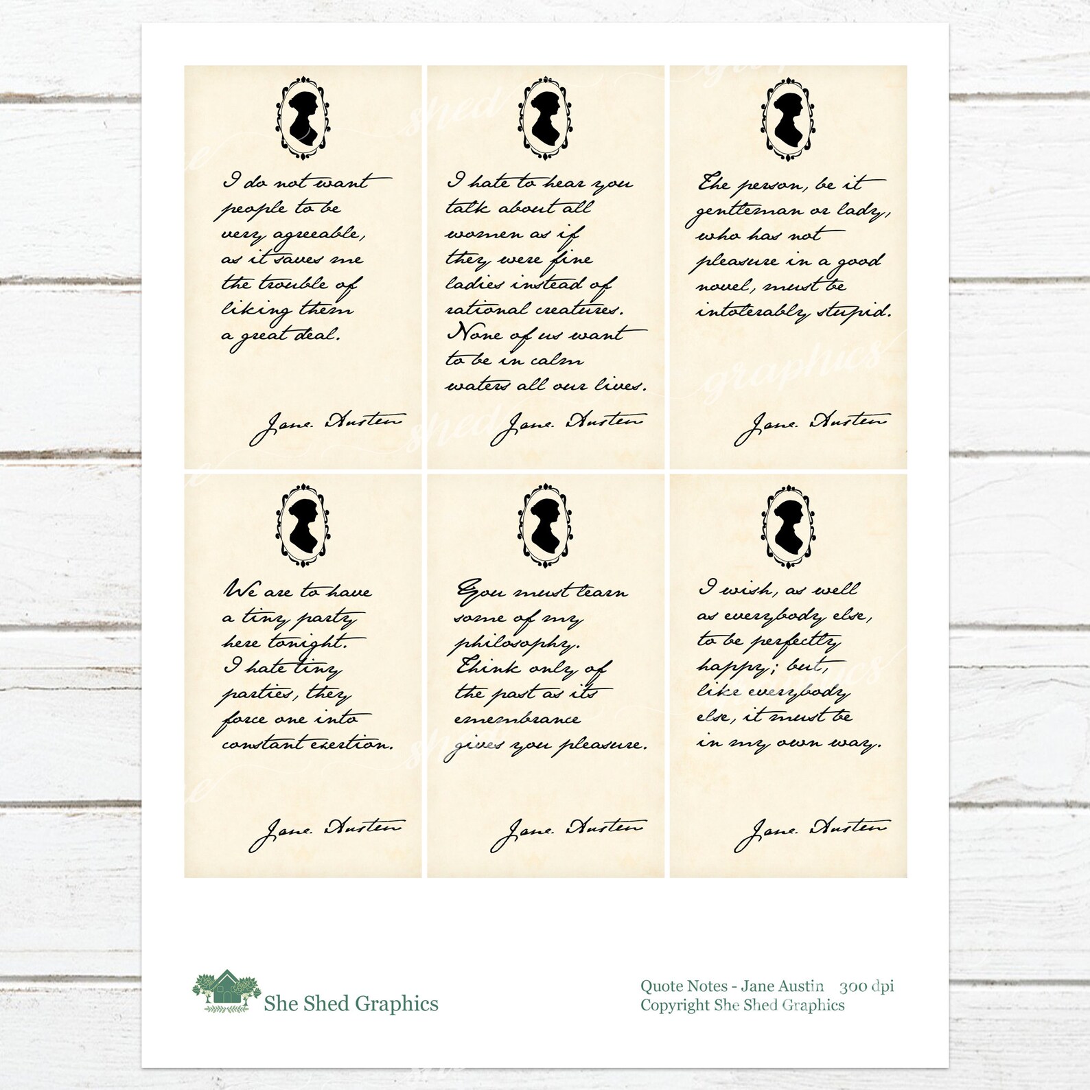 Jane Austen Quote Notes Faux Ephemera Journal Words and - Etsy