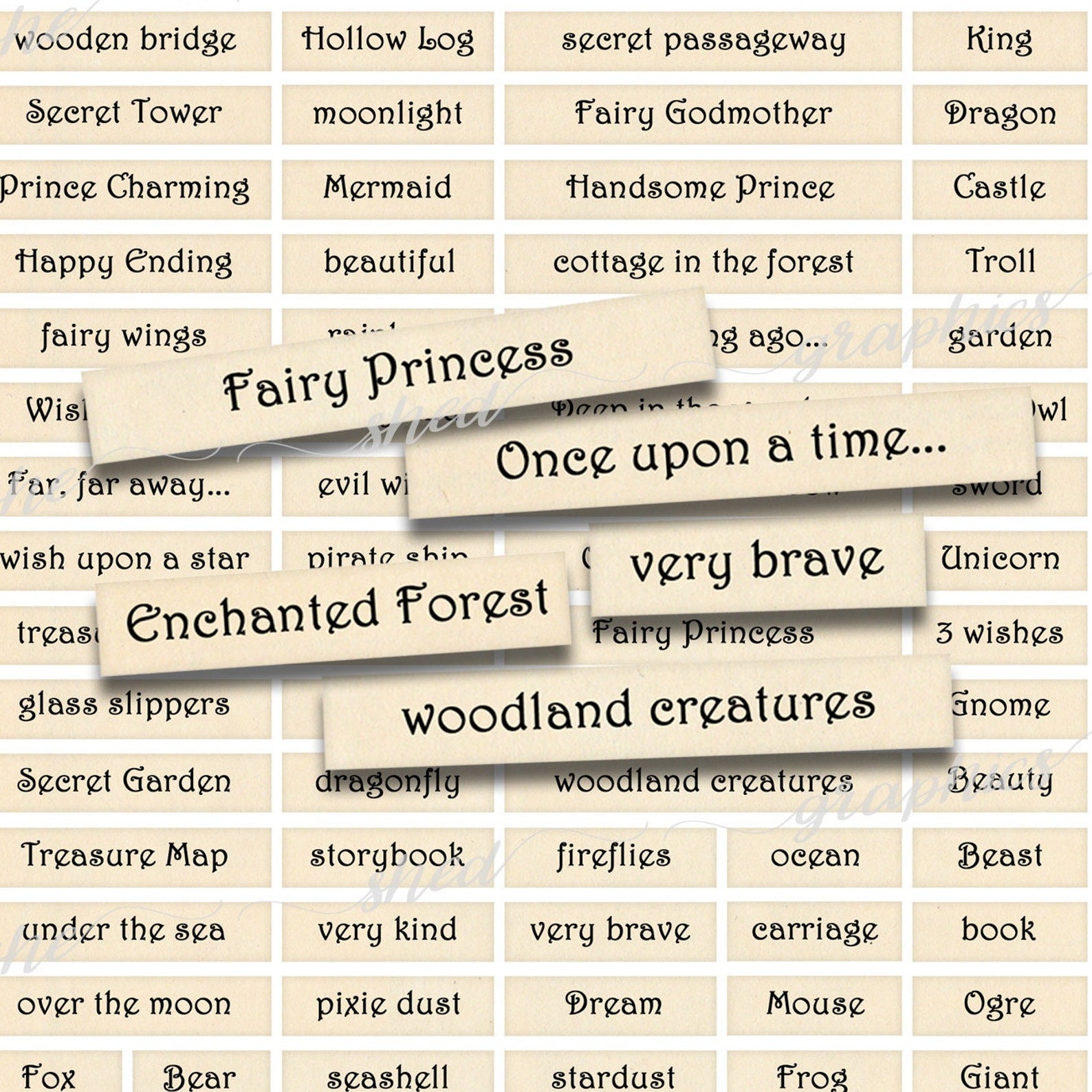 Fairy Tale Words & Phrases: Storybook Collage Sheet (digital Download ...