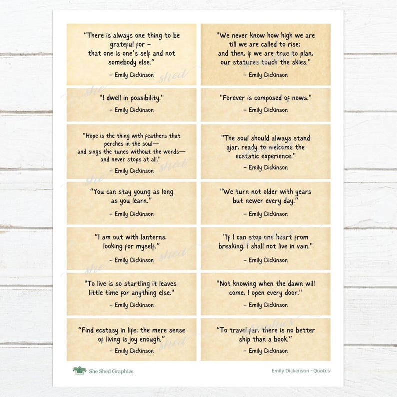Emily Dickinson Quotes Printable | Vintage Ephemera Collage Sheet for ...
