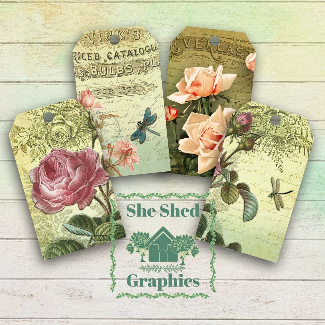 Rose Garden Printable Floral Tags 1.75 X 3 Roses - Etsy