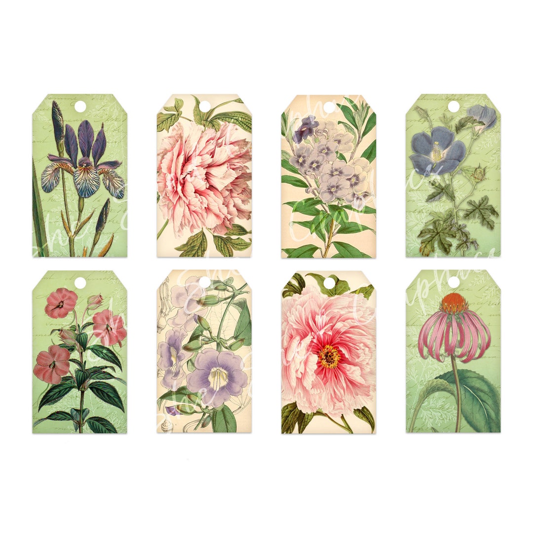 Floral Gift Tags, Printable Flower Images (digital Download) - Etsy UK