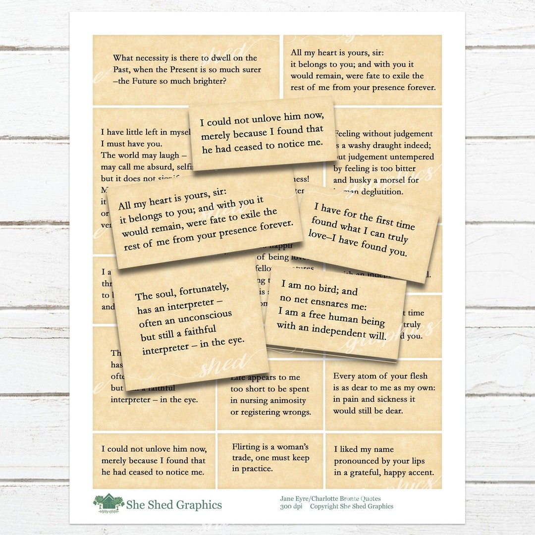 Jane Eyre Quotes Journal Words and Phrases Charlotte Bronte - Etsy