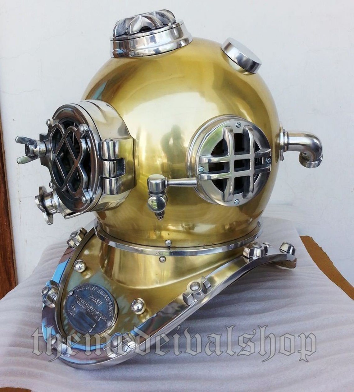 18 Inch Diving Divers Helmet Solid Steel US Navy Mark V Full Size Gift ...