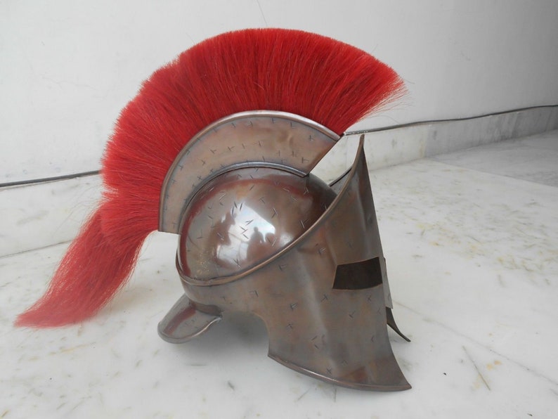 Helmet With Red Plume Spartan Helmet Halloween Gift - Etsy