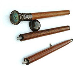 Walking Stick With Brass Compass Handle in Three Fold Stick - Etsy