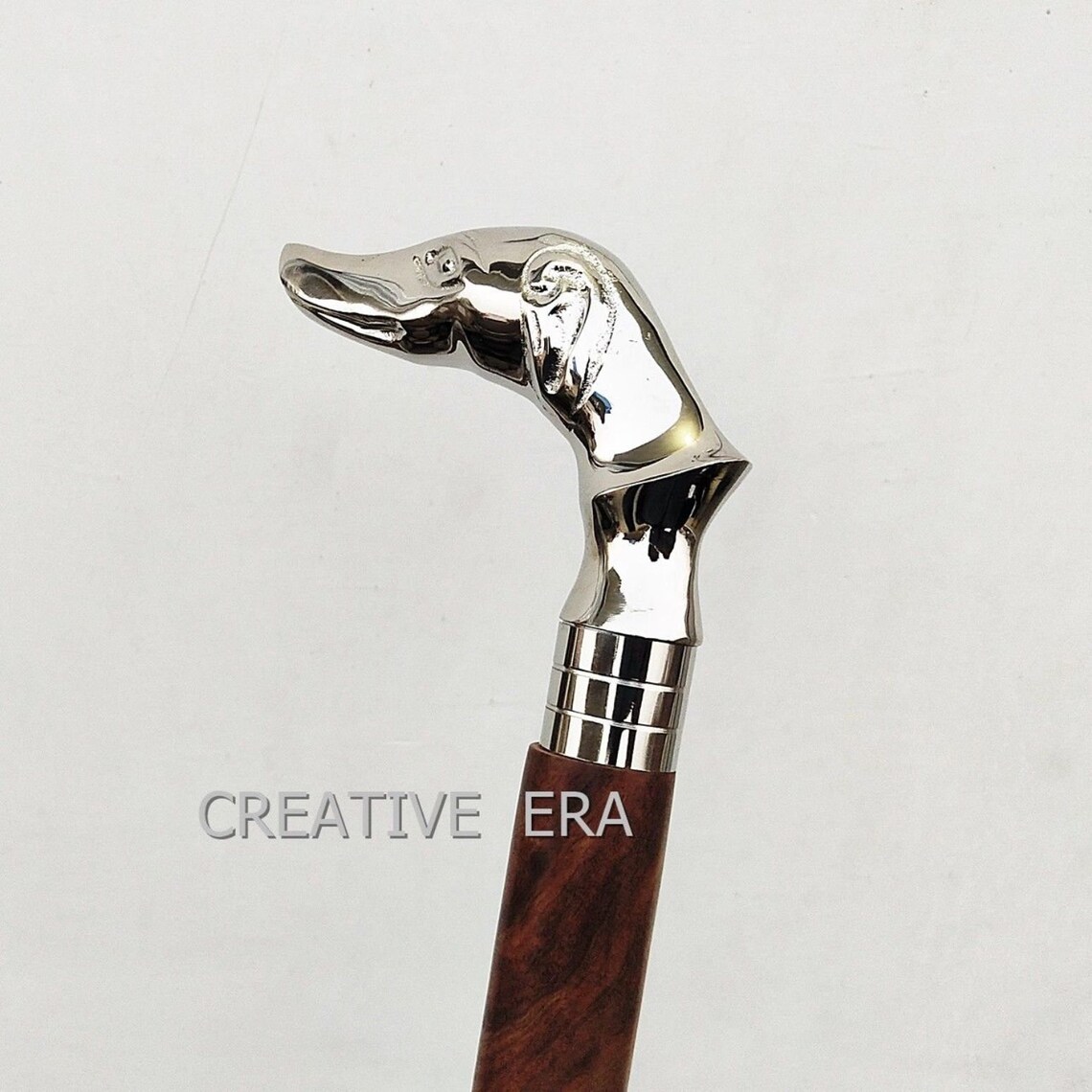Silver Brass Dog Head Handle Style Stylish Walking Stick Wooden Cane - Etsy