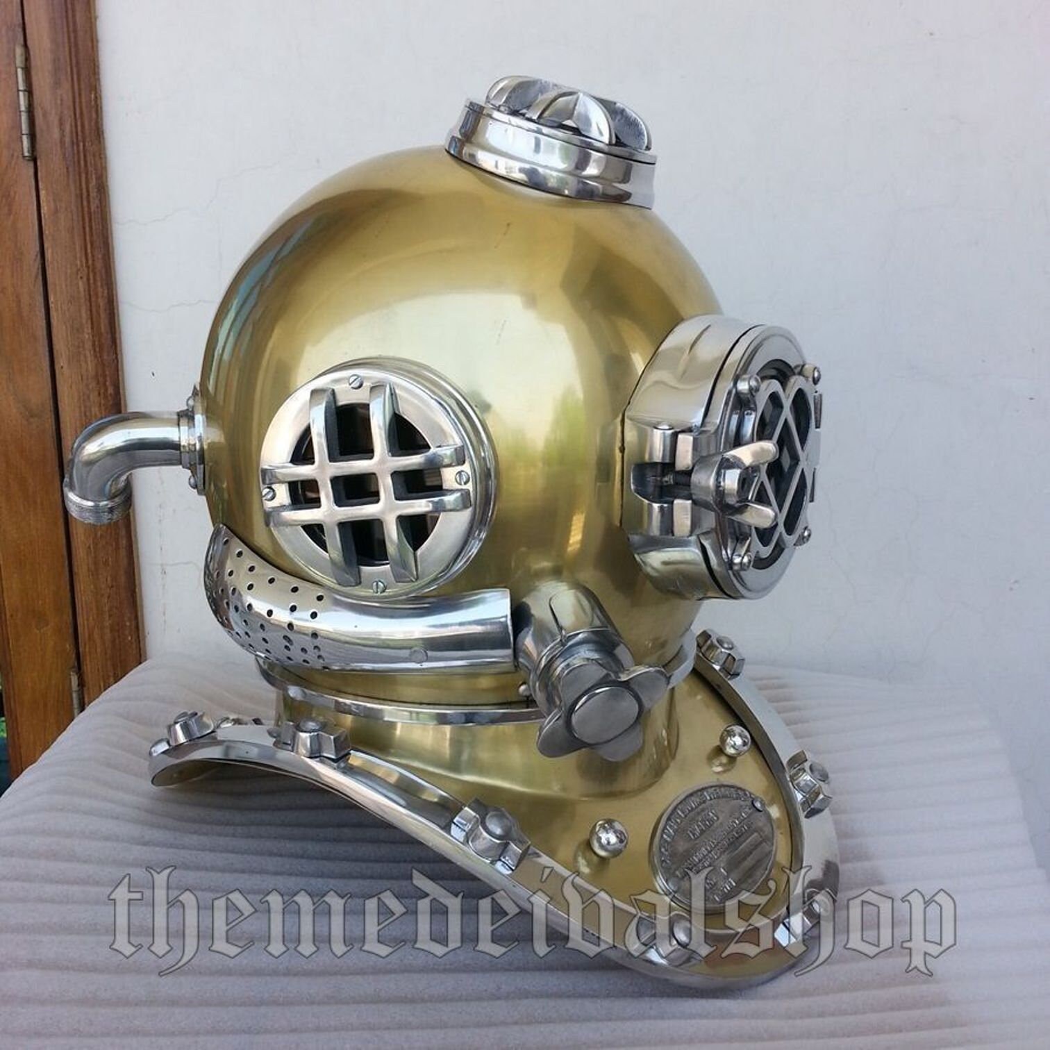 18 Inch Diving Divers Helmet Solid Steel US Navy Mark V Full Size Gift ...