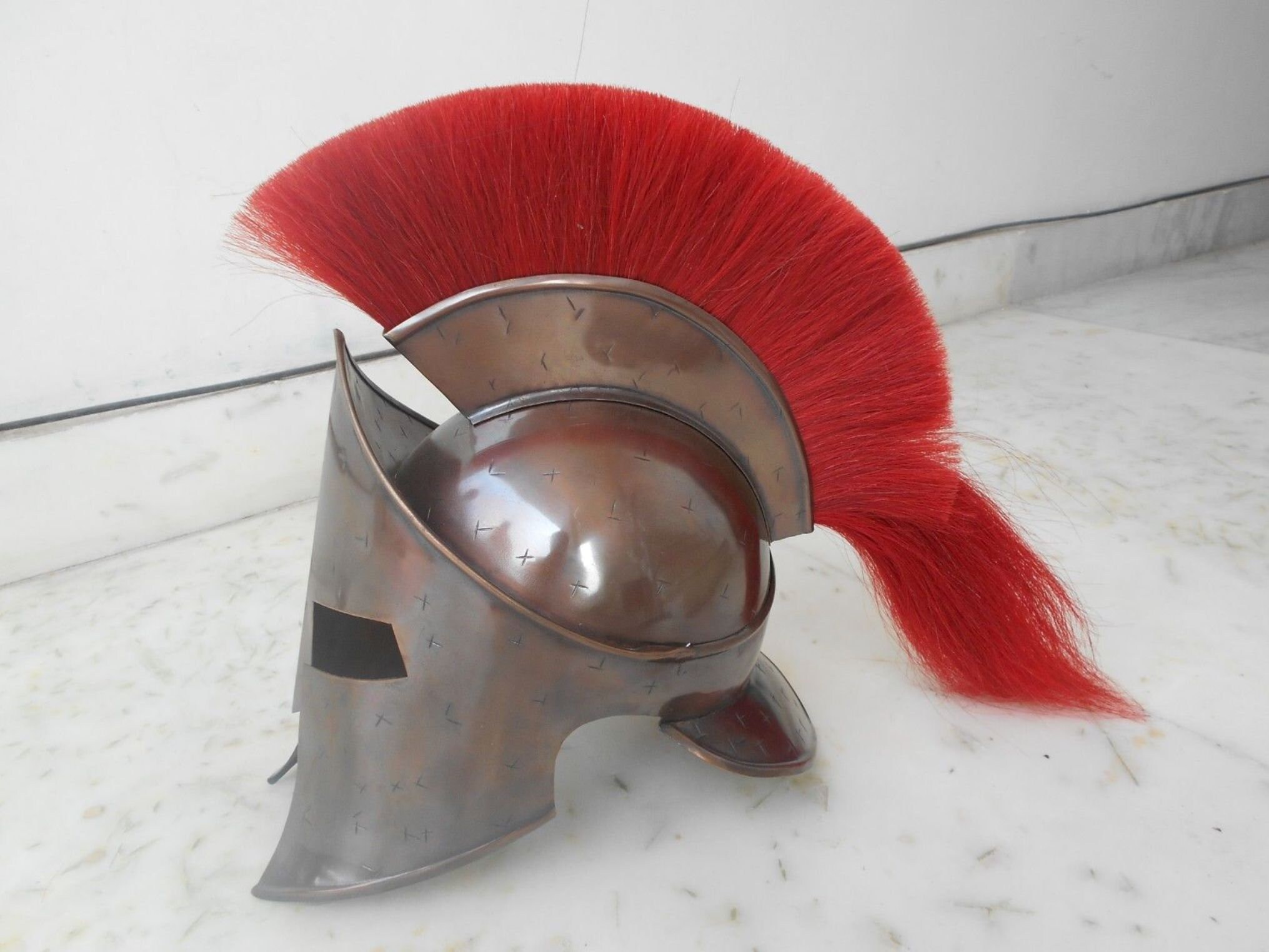 Helmet With Red Plume Spartan Helmet Halloween Gift - Etsy