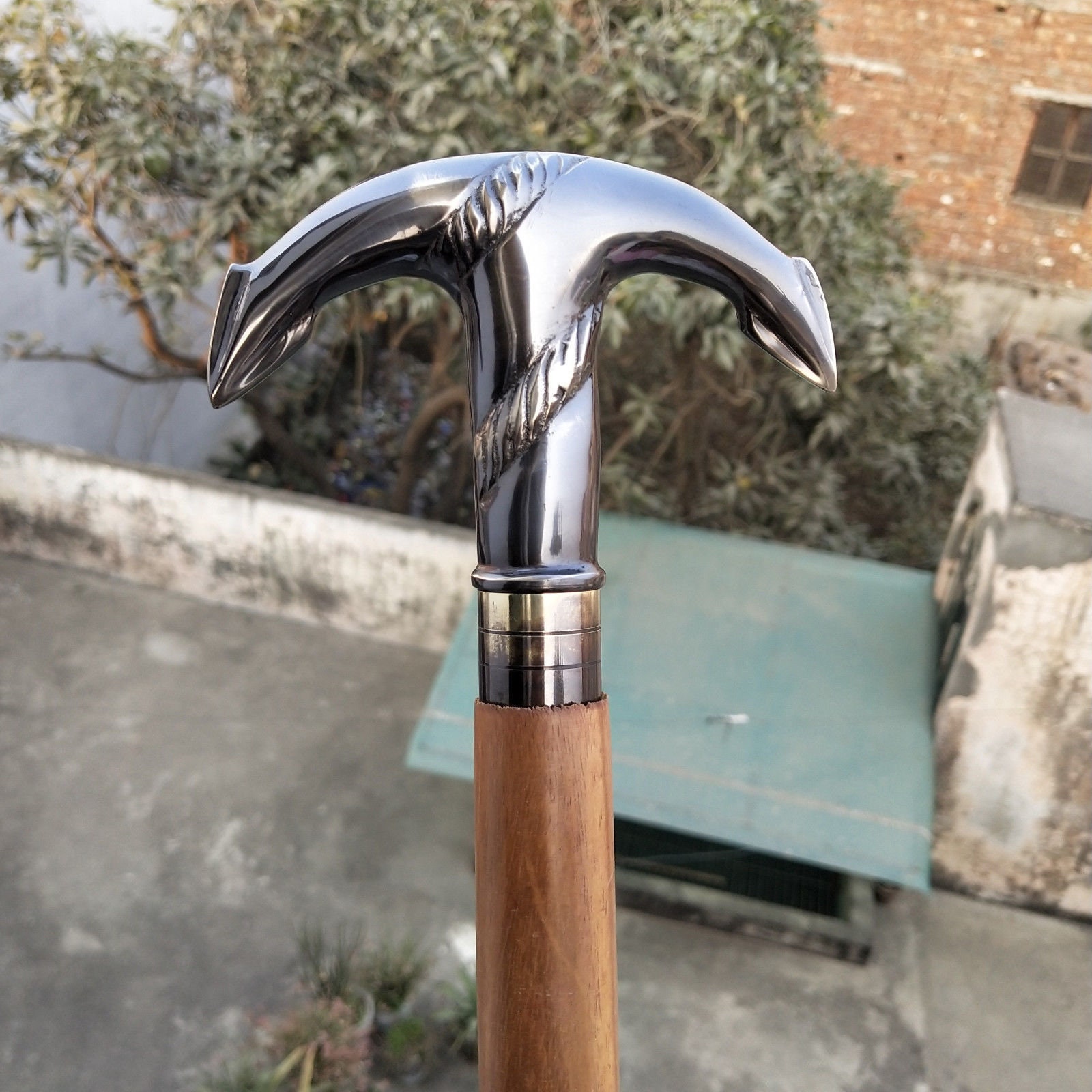 Brass Anchor Head Handle Antique Style Solid Victorian Wooden Walking ...