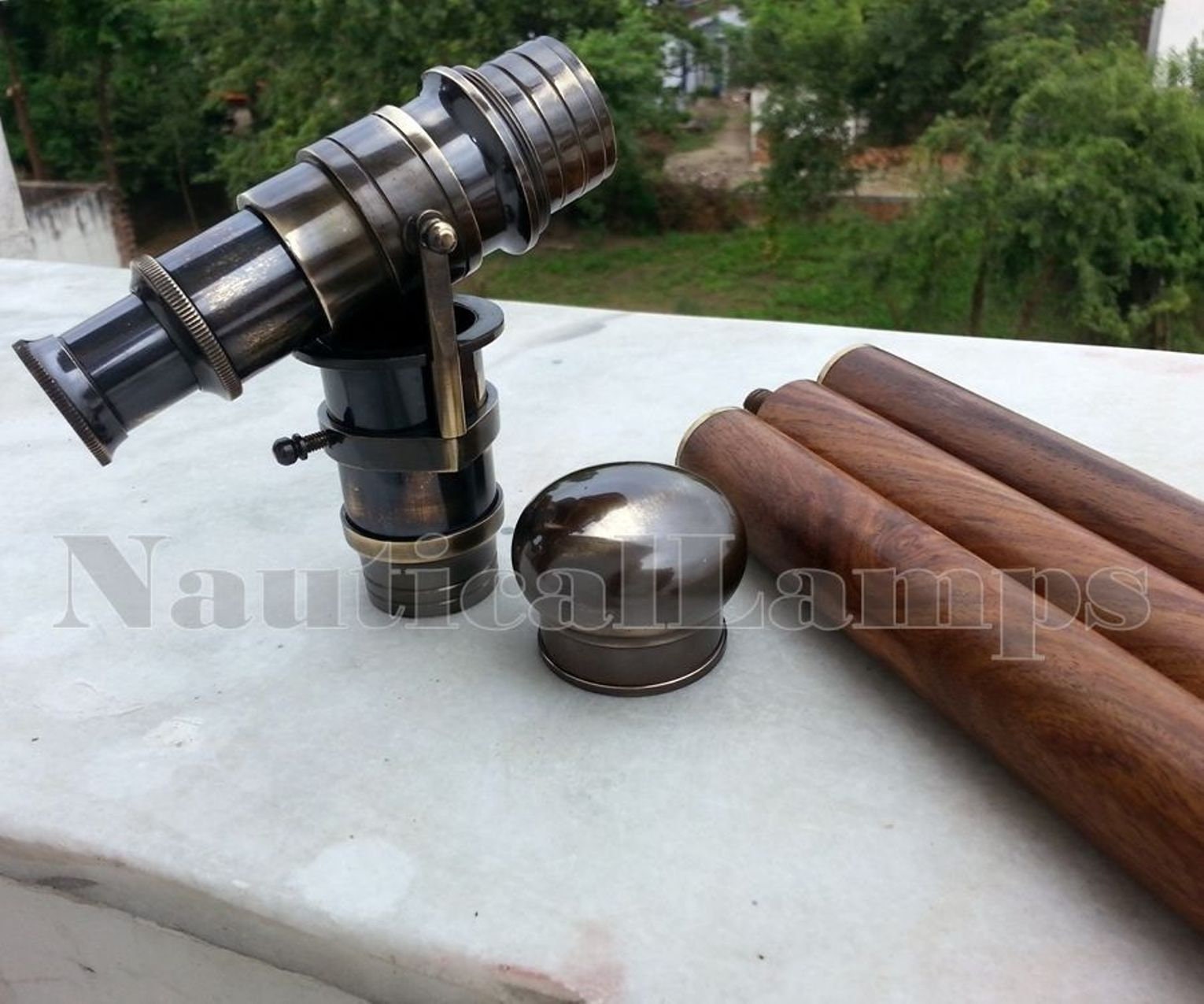 Telescope Handle Wooden Walking Stick Cane Solid Brass Spyglass - Etsy