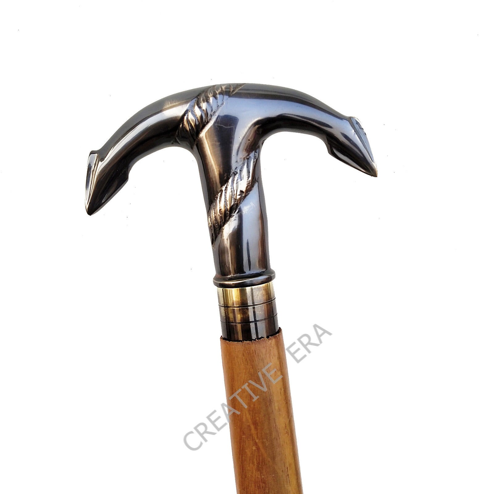 Brass Anchor Head Handle Antique Style Solid Victorian Wooden Walking ...