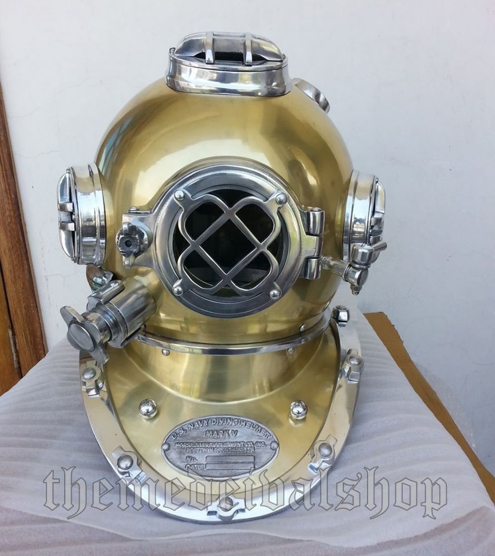 18 Inch Diving Divers Helmet Solid Steel US Navy Mark V Full Size Gift ...