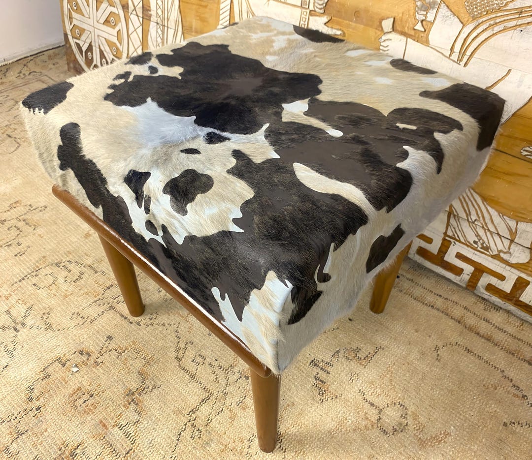 Genuine Sheepskin Ottoman Bench, Upholstered Coffee Table, Entryway ...