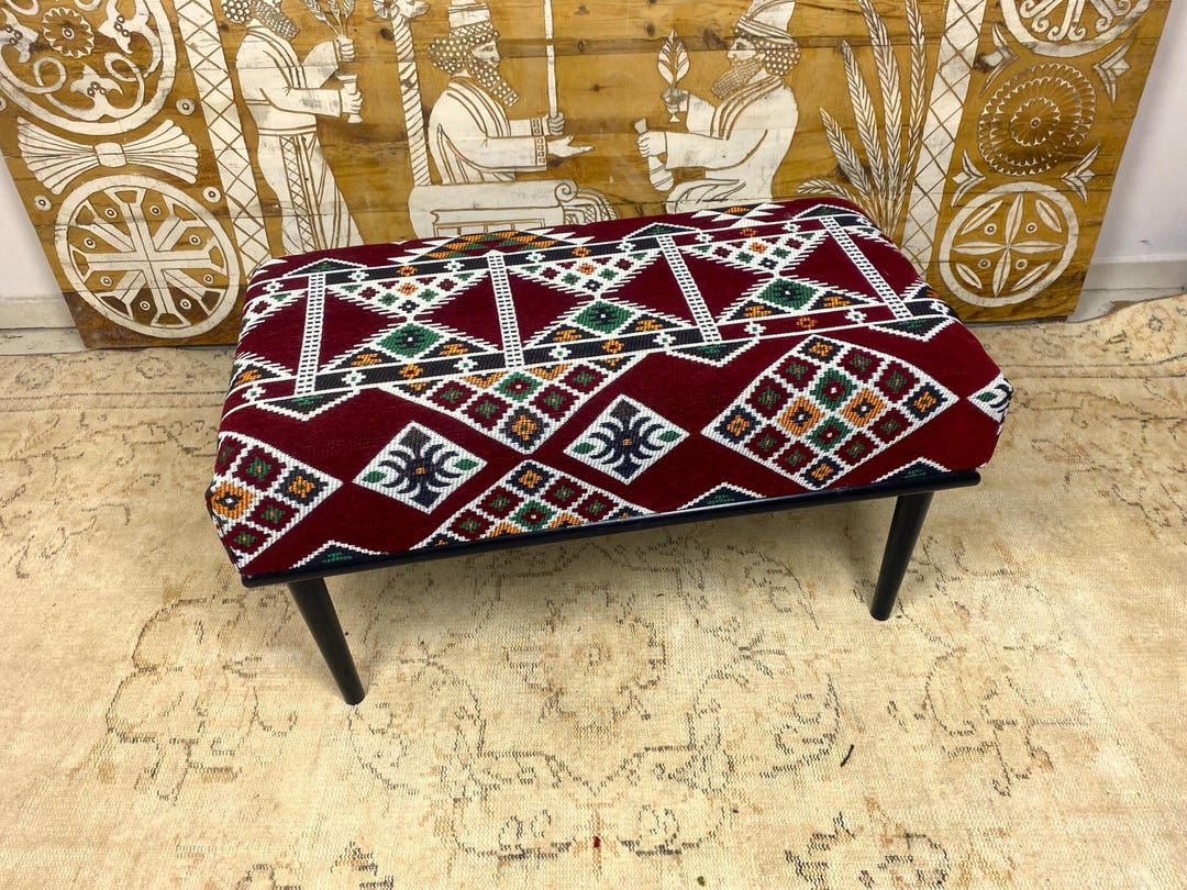 Ottoman Bench Coffee Table Vintage Ottoman Footsool Upholstered Bench Table Ottomans Poufs Kilim ...