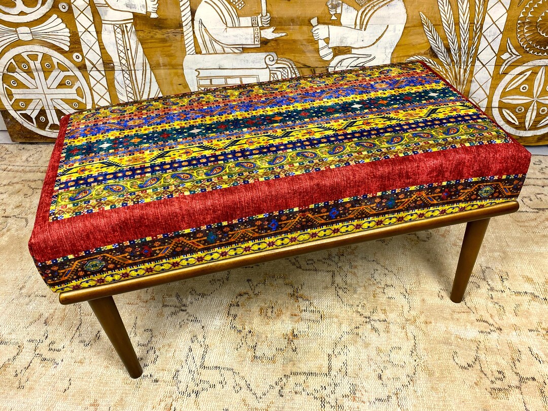 Handmade Ottoman, Bench, Custom Size, Turkish Rug Bench, Upholstered ...