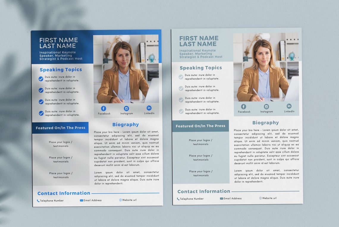 Speaker Sheet, Canva Template, Speaker Sheet Template, Speaker One ...