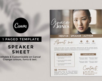 Speaker One Sheet | Etsy