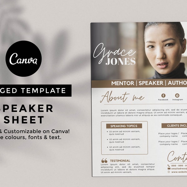 Speaker One Sheet - Etsy