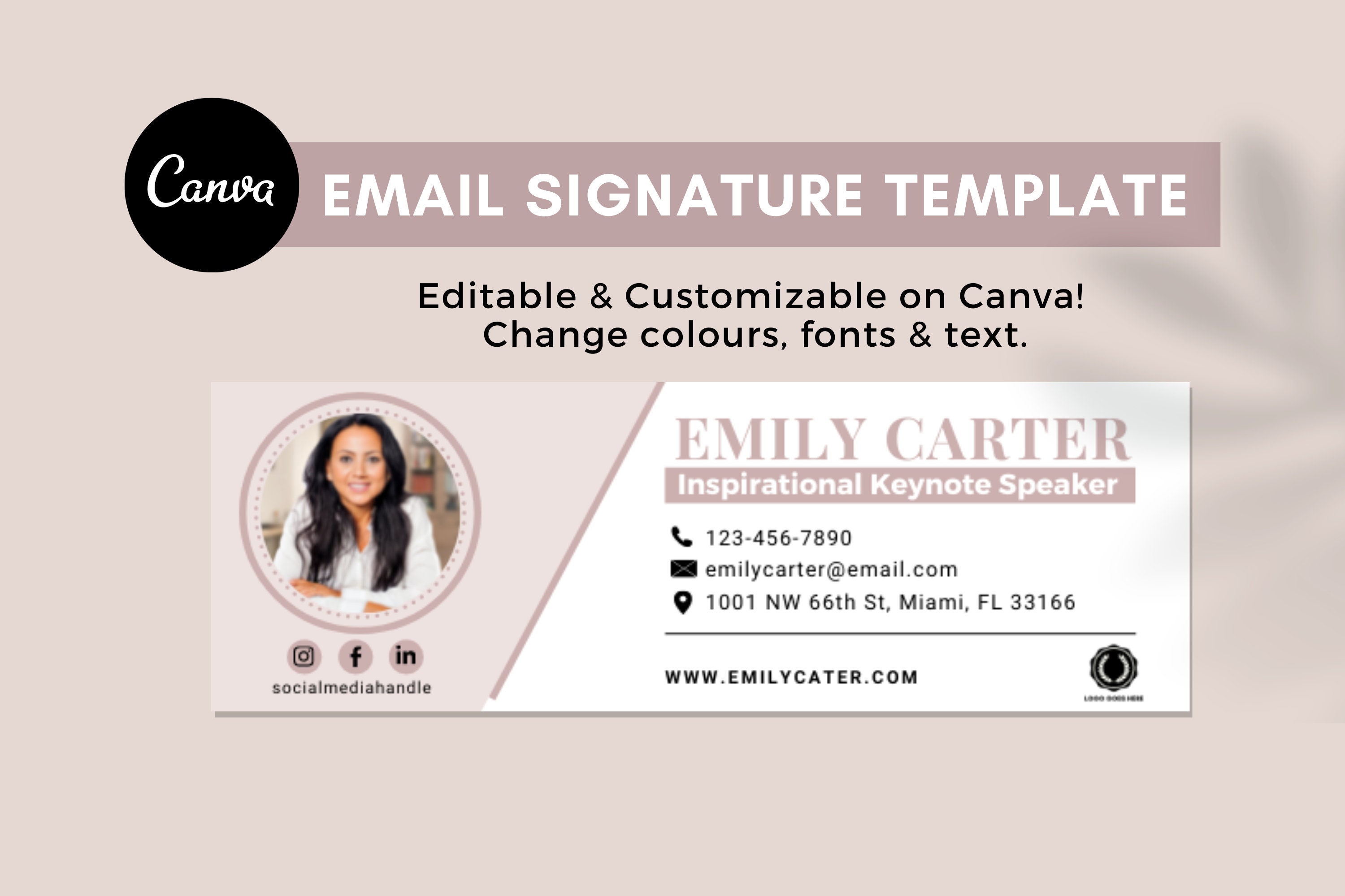 Email Signature Canva Template, Professional Email Signature, Speaker ...