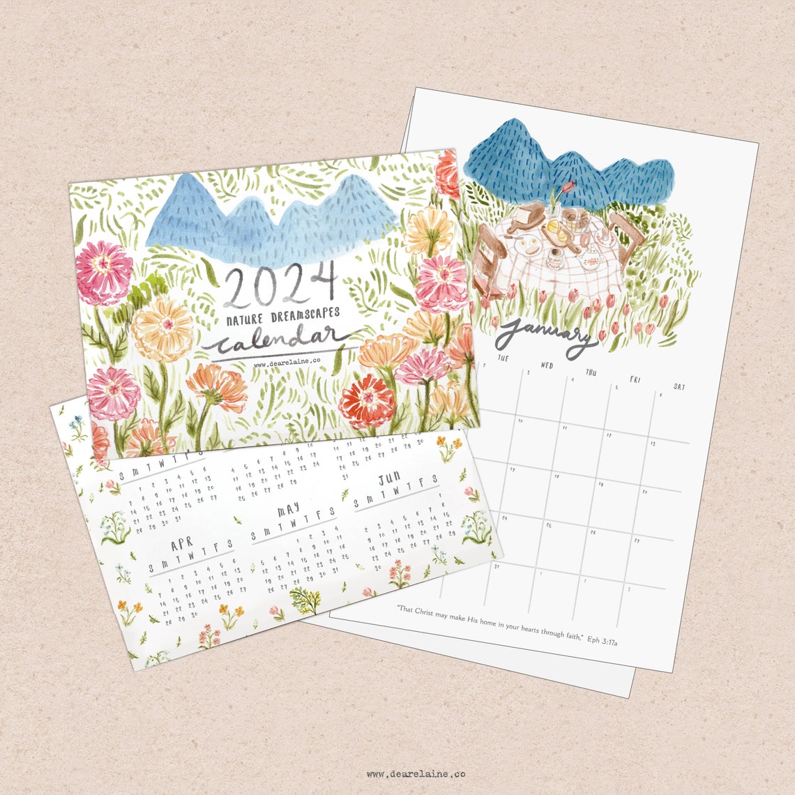2024 Desk & Wall Calendar Printable Instant Download Christian Bible ...