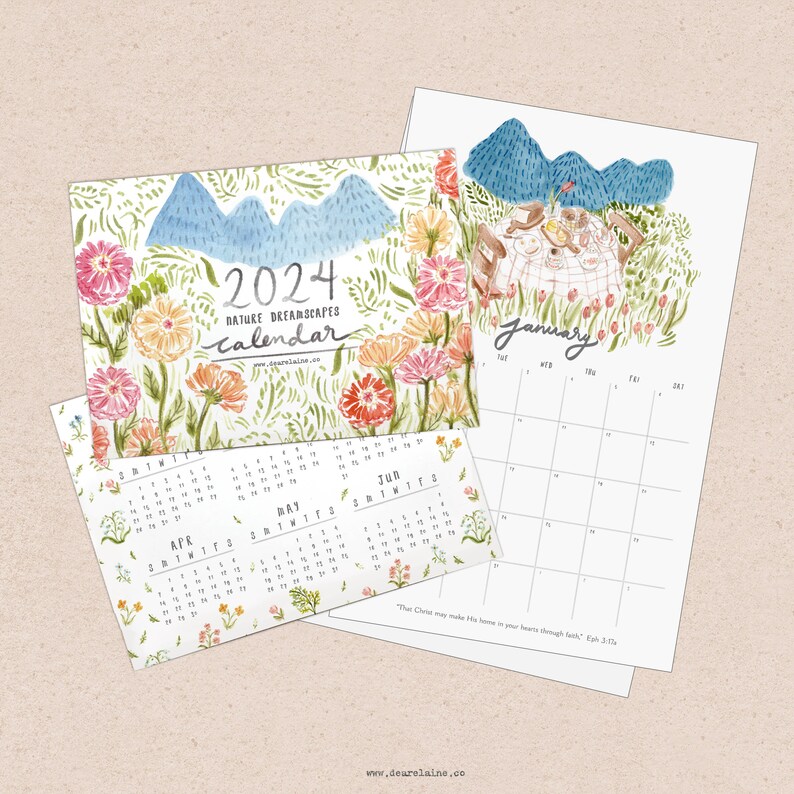 2024 Desk & Wall Calendar Printable Instant Download Christian Bible ...
