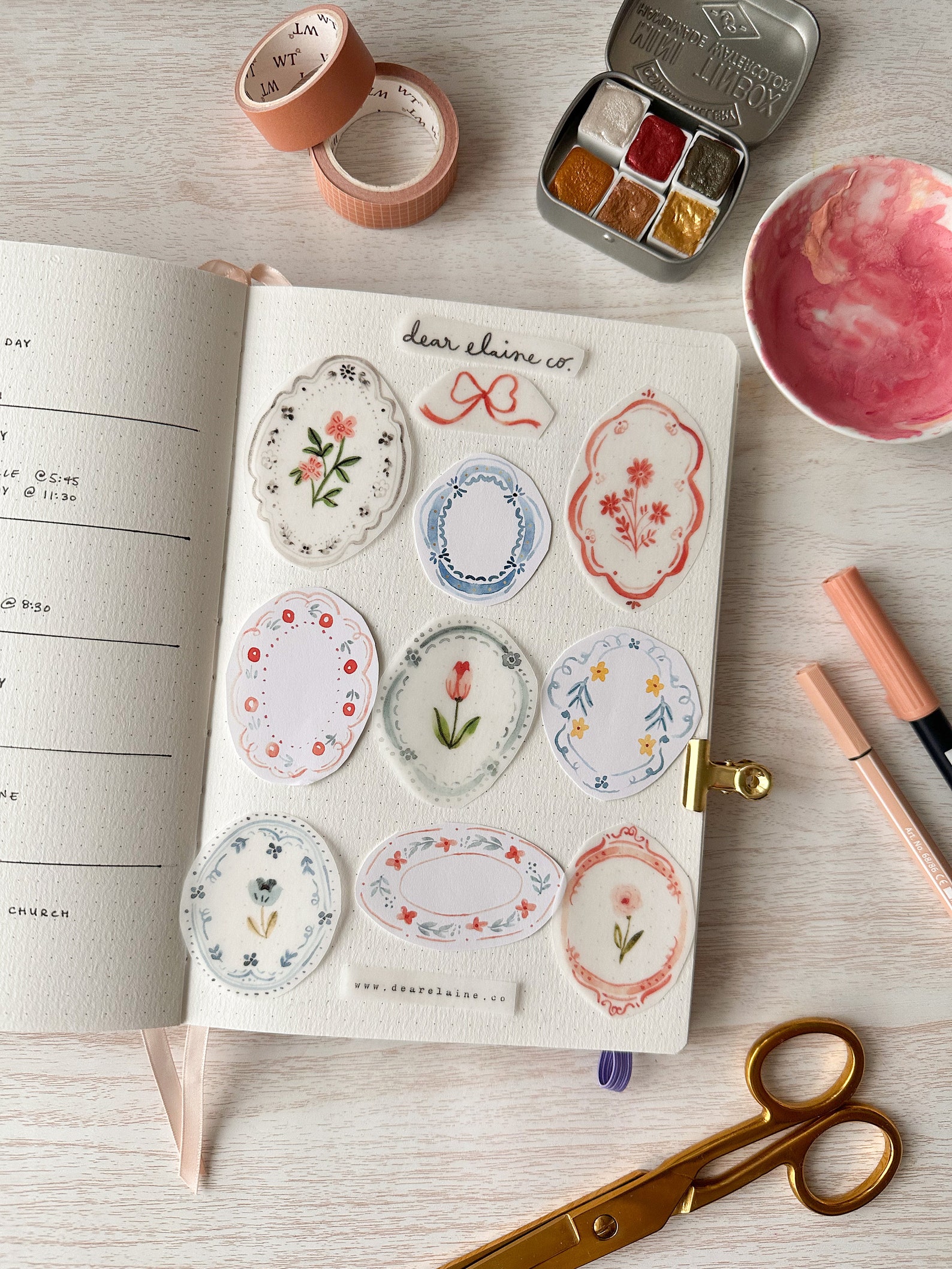 DELICATE FLORAL FRAMES Bujo Stickers, Printable Bullet Journal Stickers ...