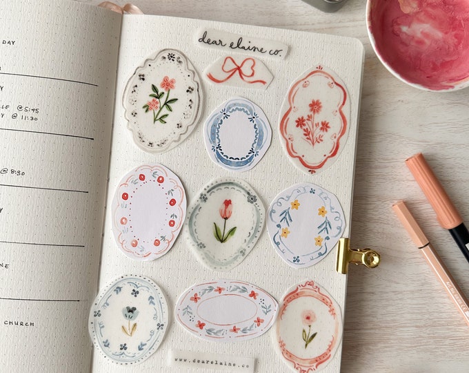 DELICATE FLORAL FRAMES | Bujo Stickers, Printable Bullet Journal ...