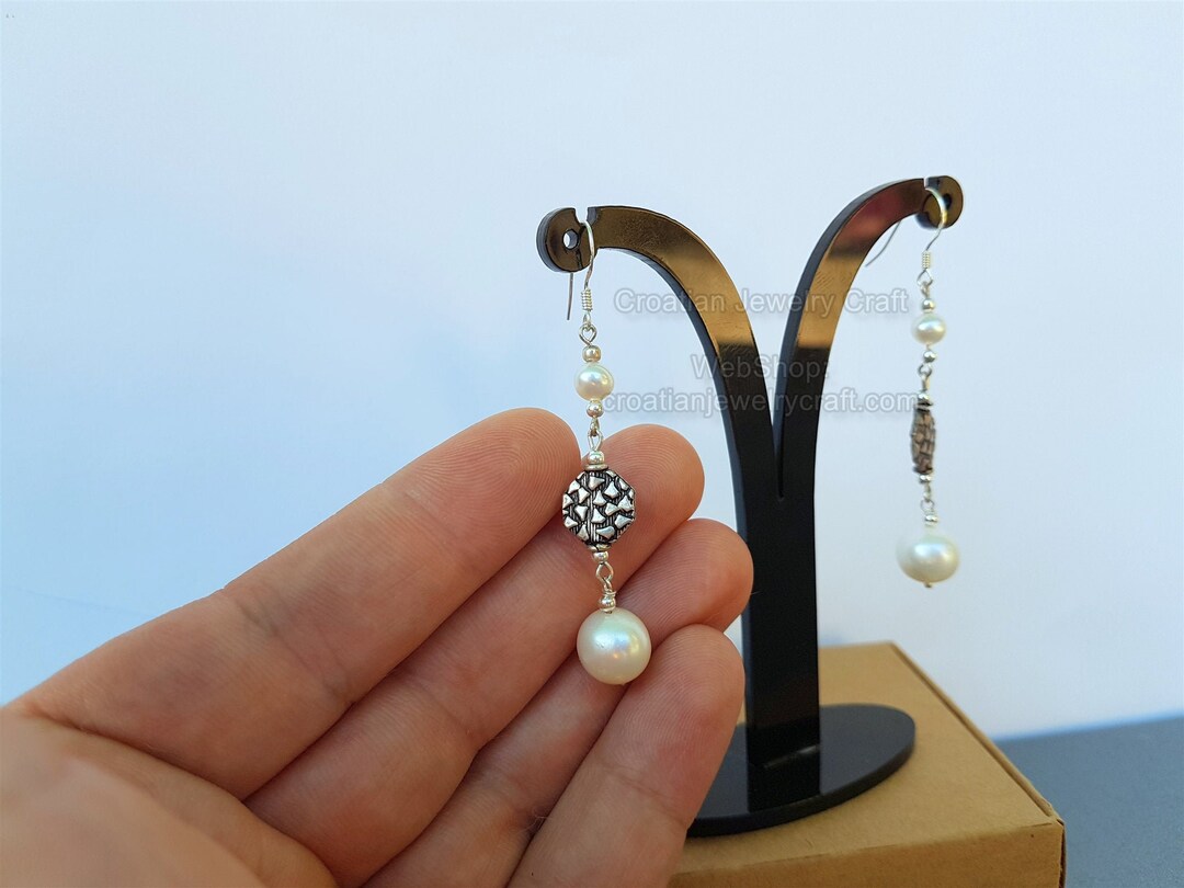 Pendientes de perlas blancas, pendientes colgantes de perlas simples ...