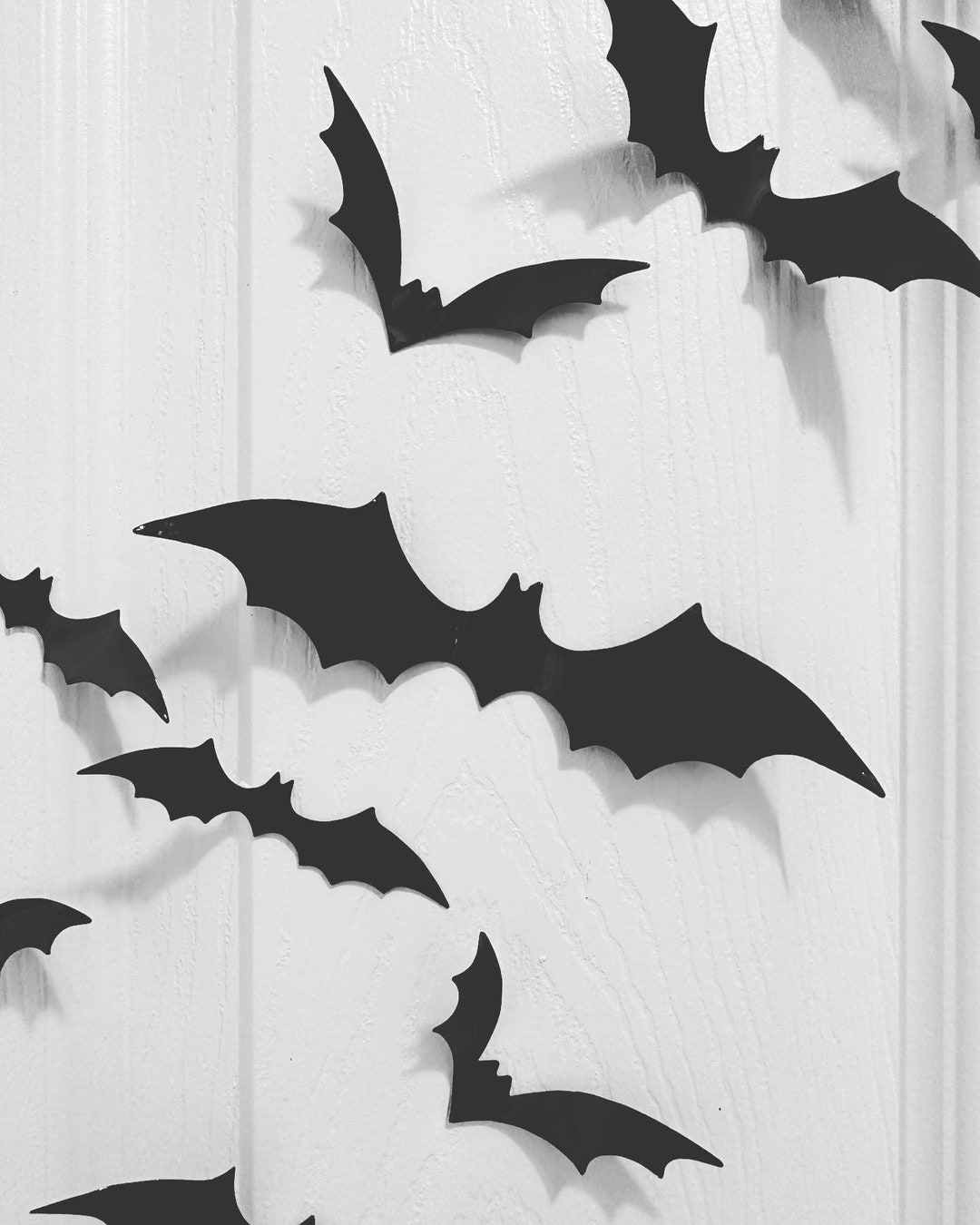 Black Vinyl Bat Wall Decals: Halloween Flying Bats Decor - 61 Piece Set ...