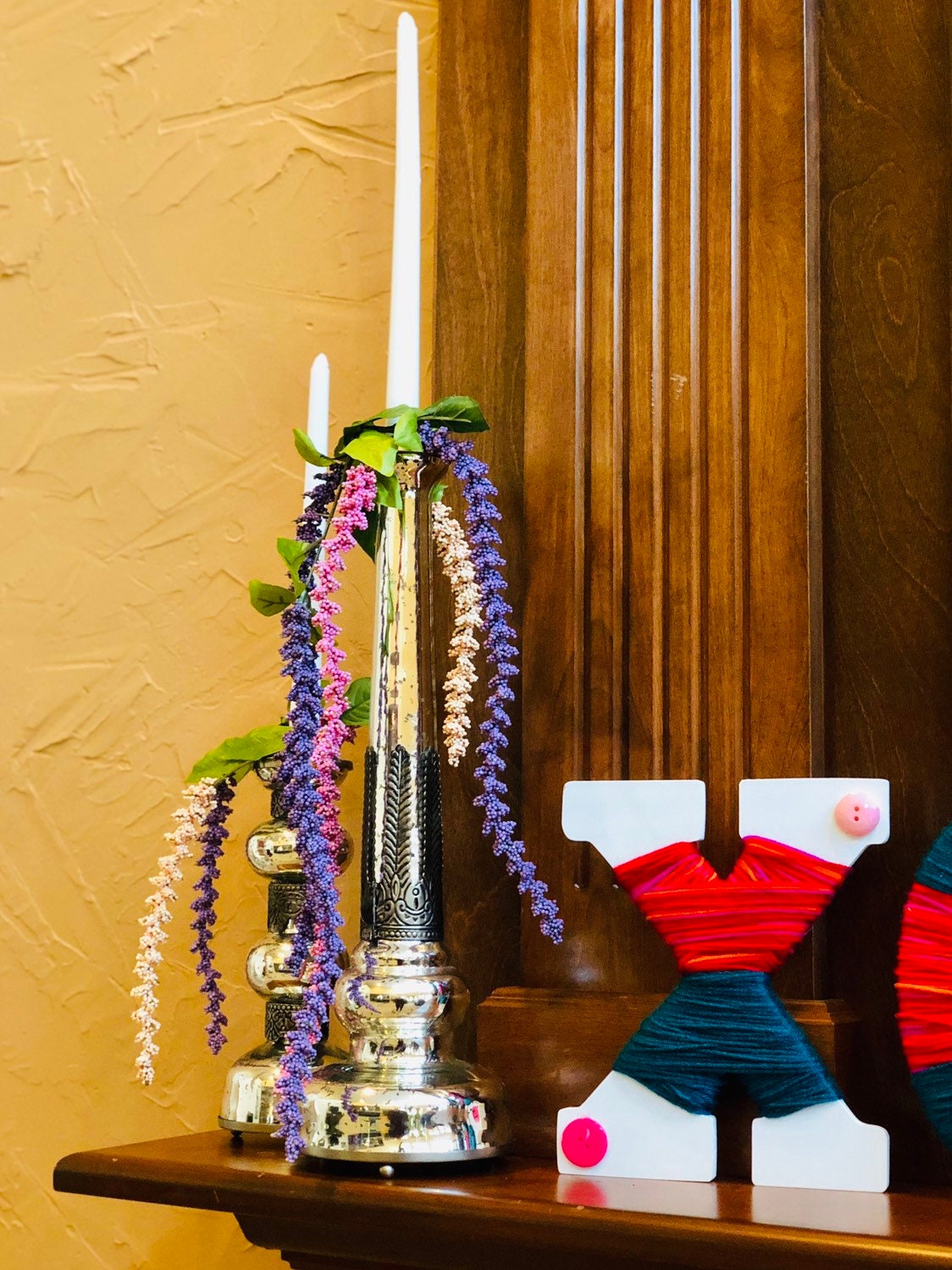 Spring Taper Candle Rings. Set of Three. Purple and Pink | Etsy