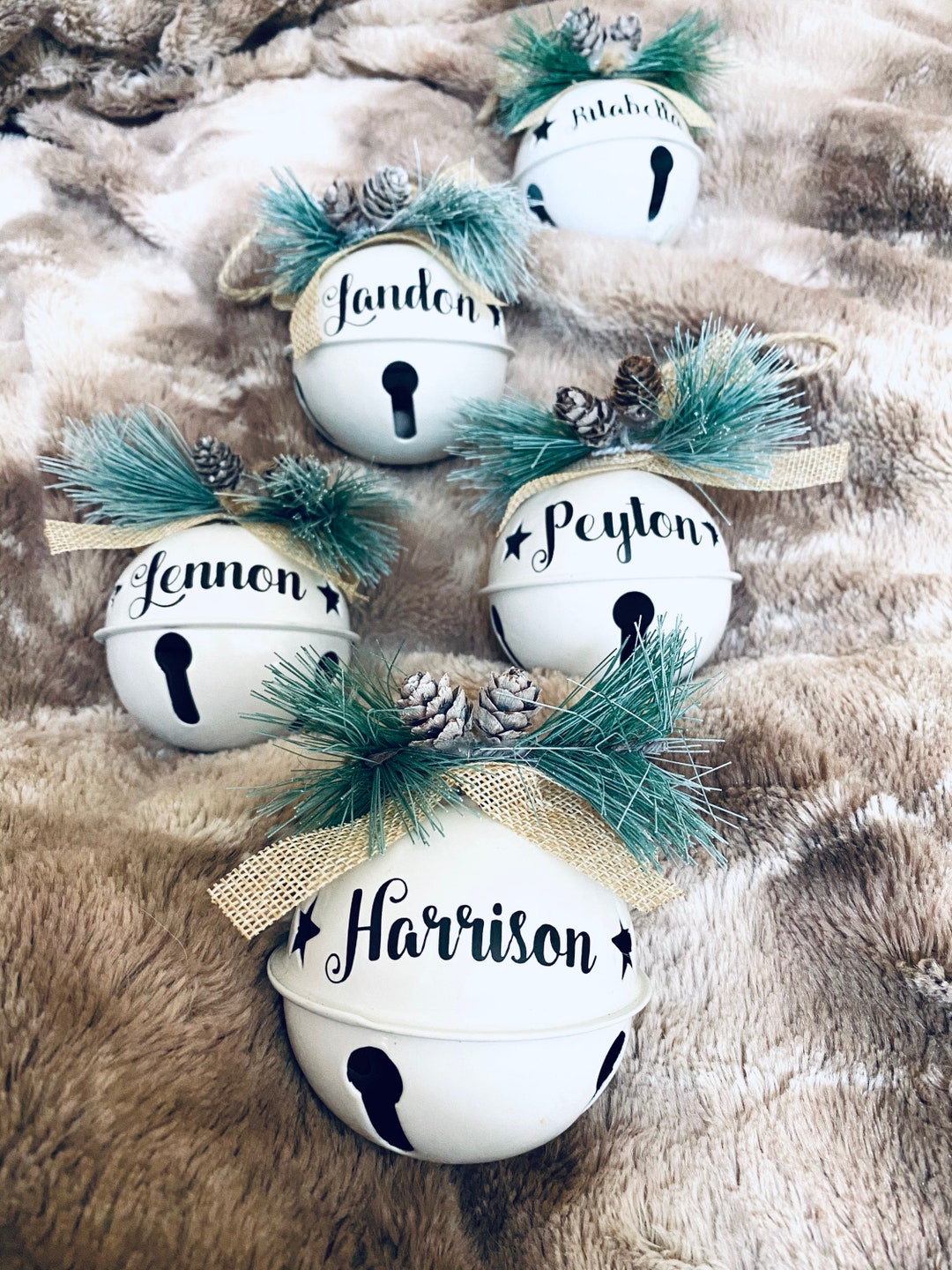Personalized White Bell Christmas Ornament, Farmhouse Decor - Etsy