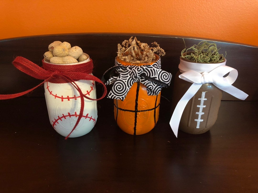 Sports Mason Jars. Basketball/baseball/football. Birthday Party / Gift ...