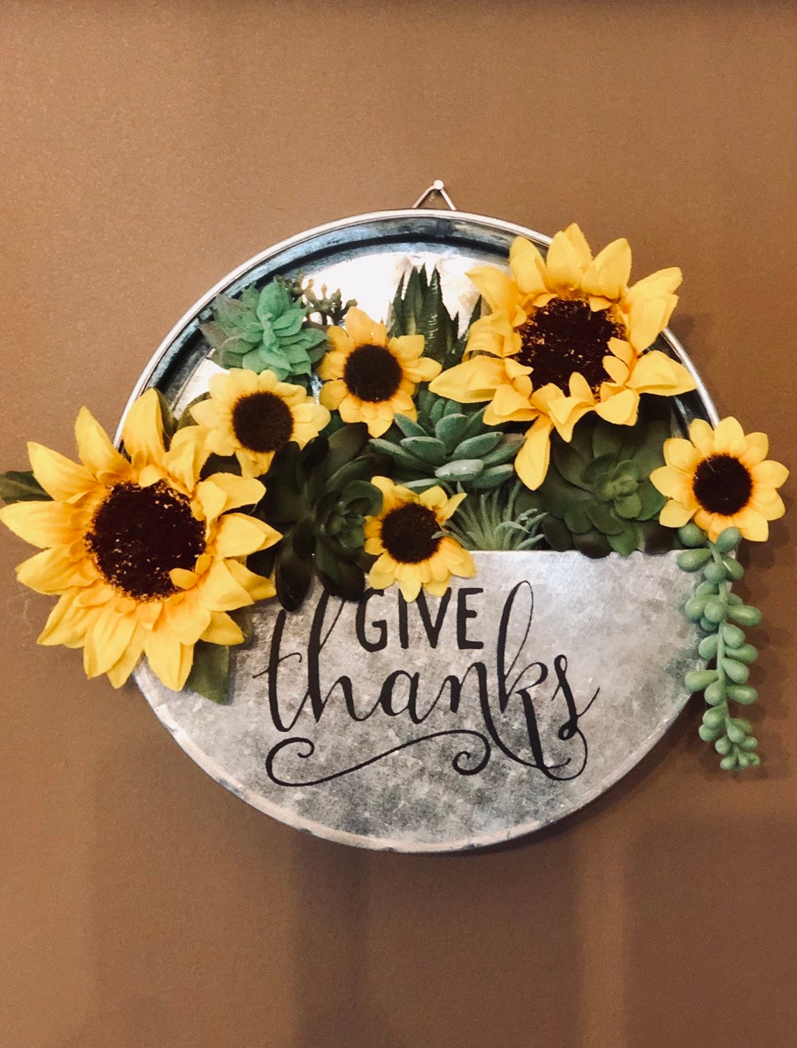 Sunflower and Succulent Give Thanks Wall Decor. Thanksgiving - Etsy