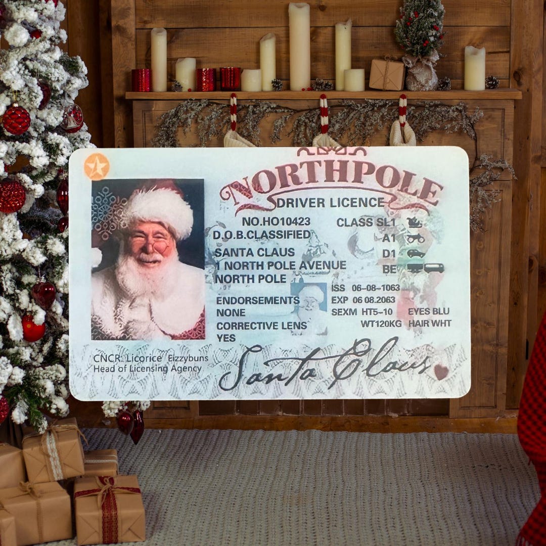 Santa's Driver License, Novelty Christmas Holiday Decoration, ID Card ...