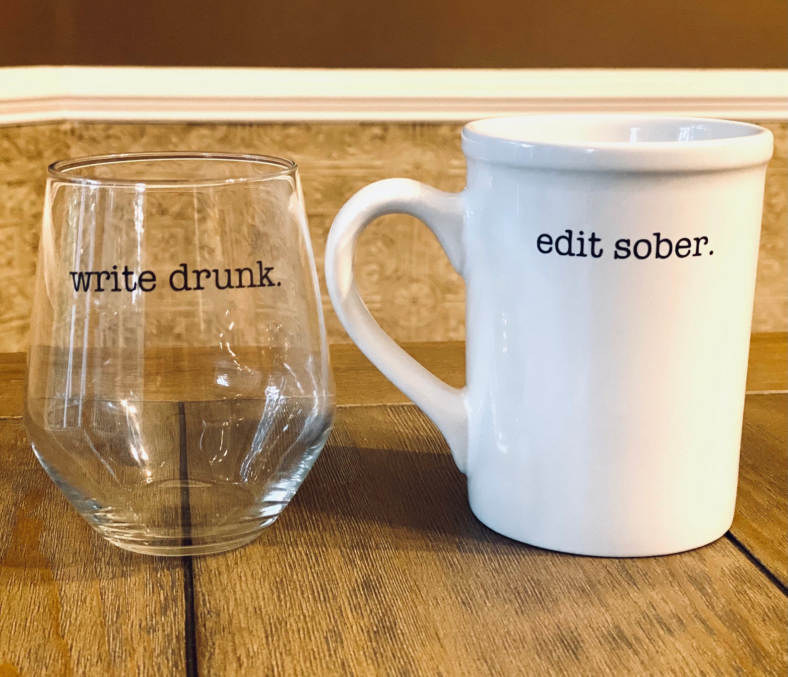 Write Drunk. Edit Sober. Hemingway Inspired Ceramic Wine and | Etsy