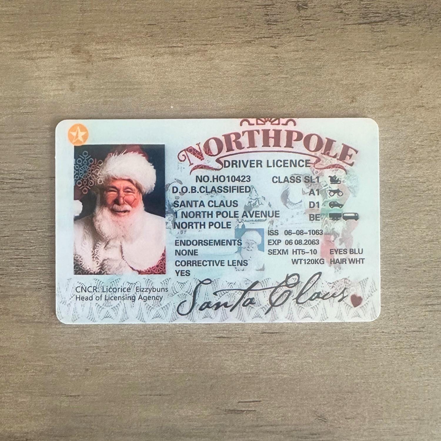 Santa's Driver License, Novelty Christmas Holiday Decoration, ID Card ...