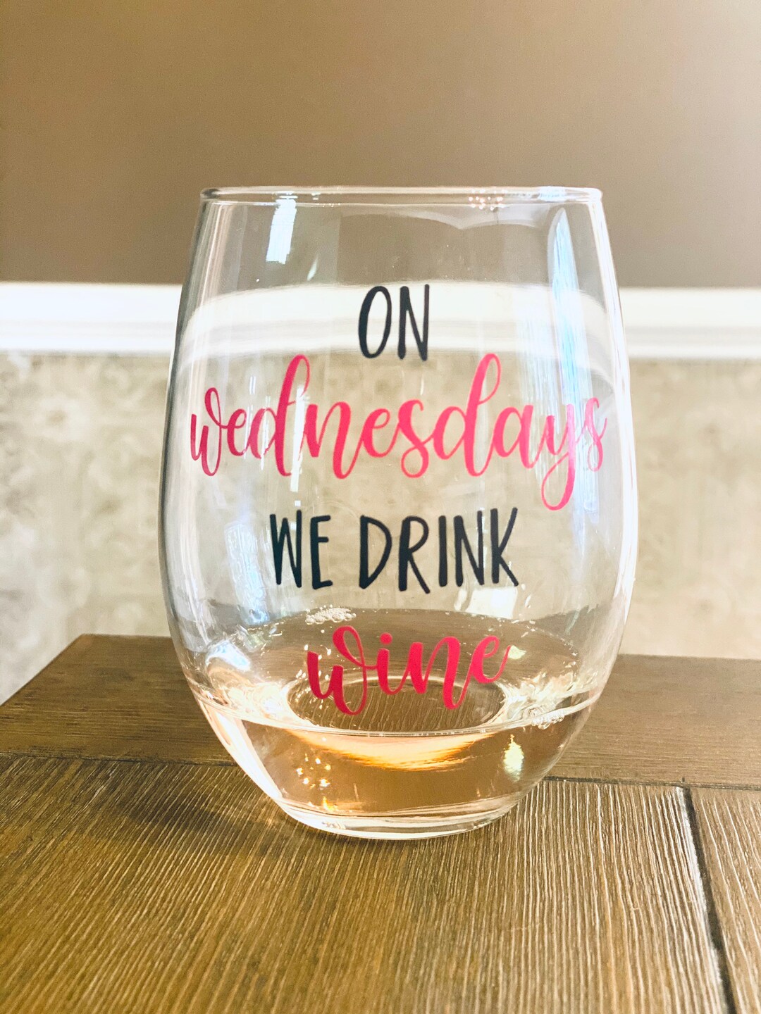 On Wednesdays We Drink Wine Stemless Wine Glass. Mean Girls Inspired ...