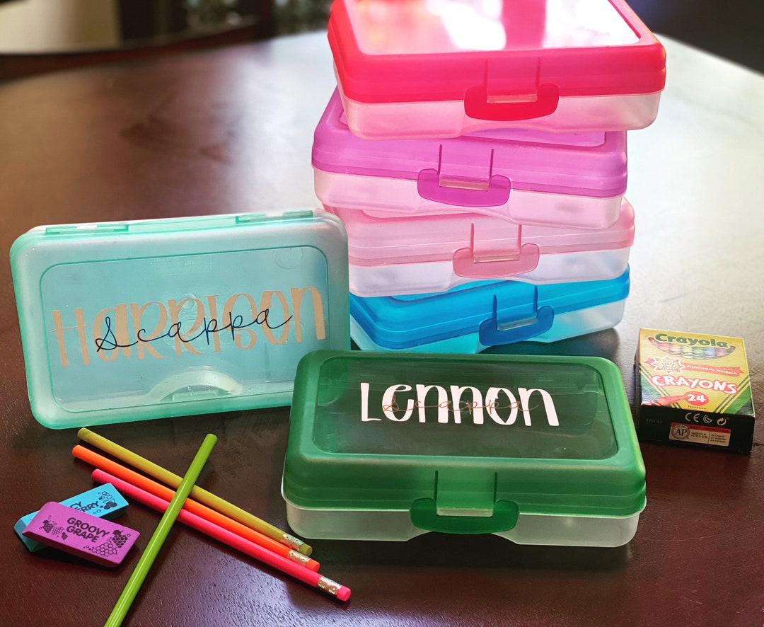 Personalized Pencil Box . School Supplies. Plastic School Box. Crayon ...