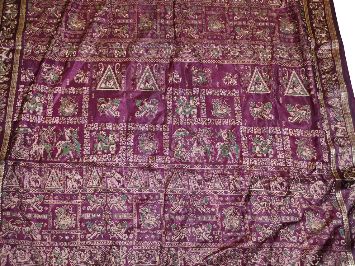 Vintage Saree Gharchola Figure Work 100% Pure Silk Indian Sari - Etsy
