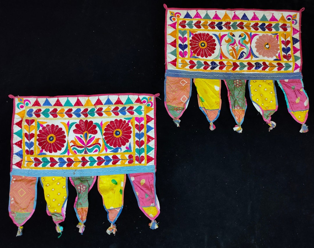 SET OF 2 Banjara Wall Hanging Ethnic Kutchi Multicolor, Banjara Tapestry Boho Wall Hanging ...
