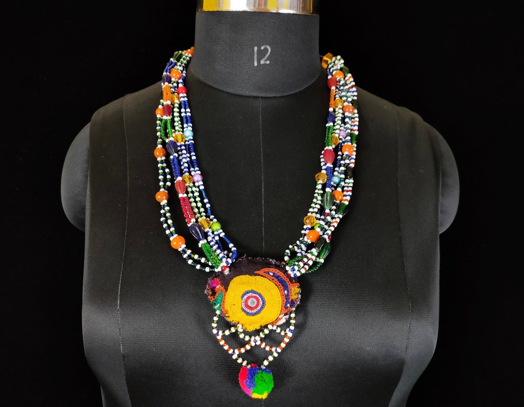 Vintage Belly Dance Banjara Beaded Necklace , Vintage Banjara Rabari ...