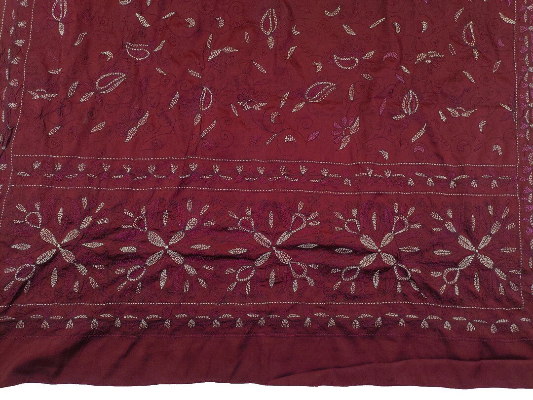 Vintage Kantha Hand Work Dupatta Scarf , Bengal Pure Kantha Stitch ...