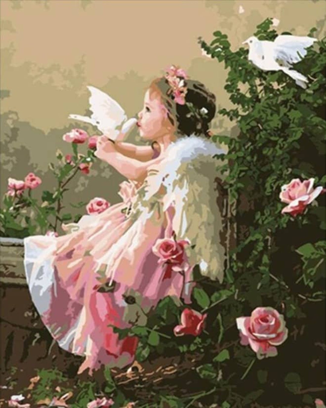 Paint by Numbers for Adults - Little Angel in Heaven's Garden ...